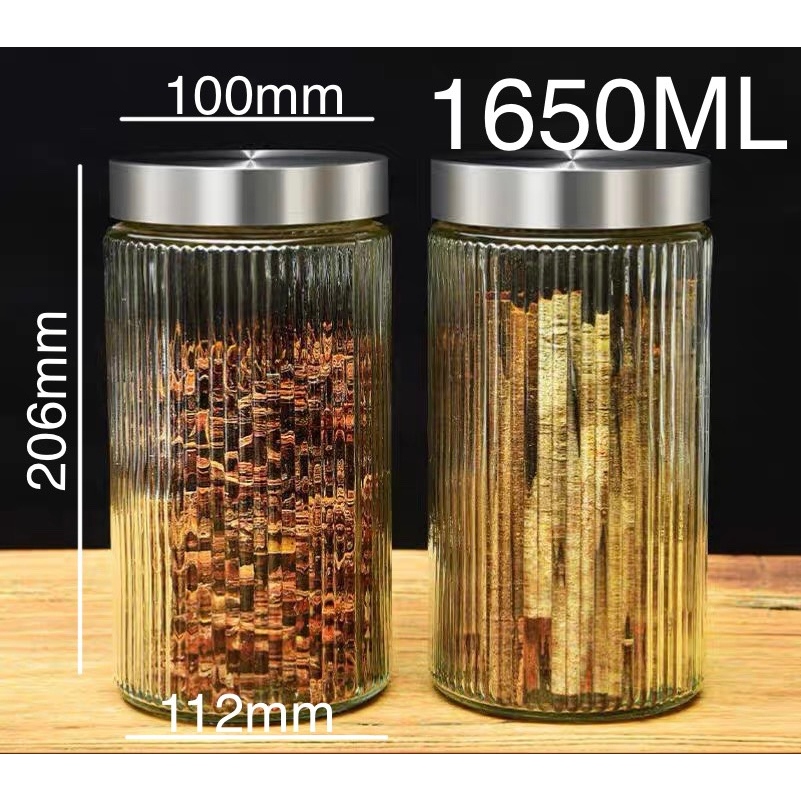 Hộp Thuỷ Tinh Đựng Đồ Khô Nắp Inox Deli G60B 2100ml/ 1650ml/ 1250ml/ 900ml - LINH KIỆN LÂM MUSIC